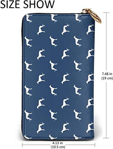 Blue Greyhound Dog Leather Wallet Long Clutch Purse Fashion Wristlet Handbag