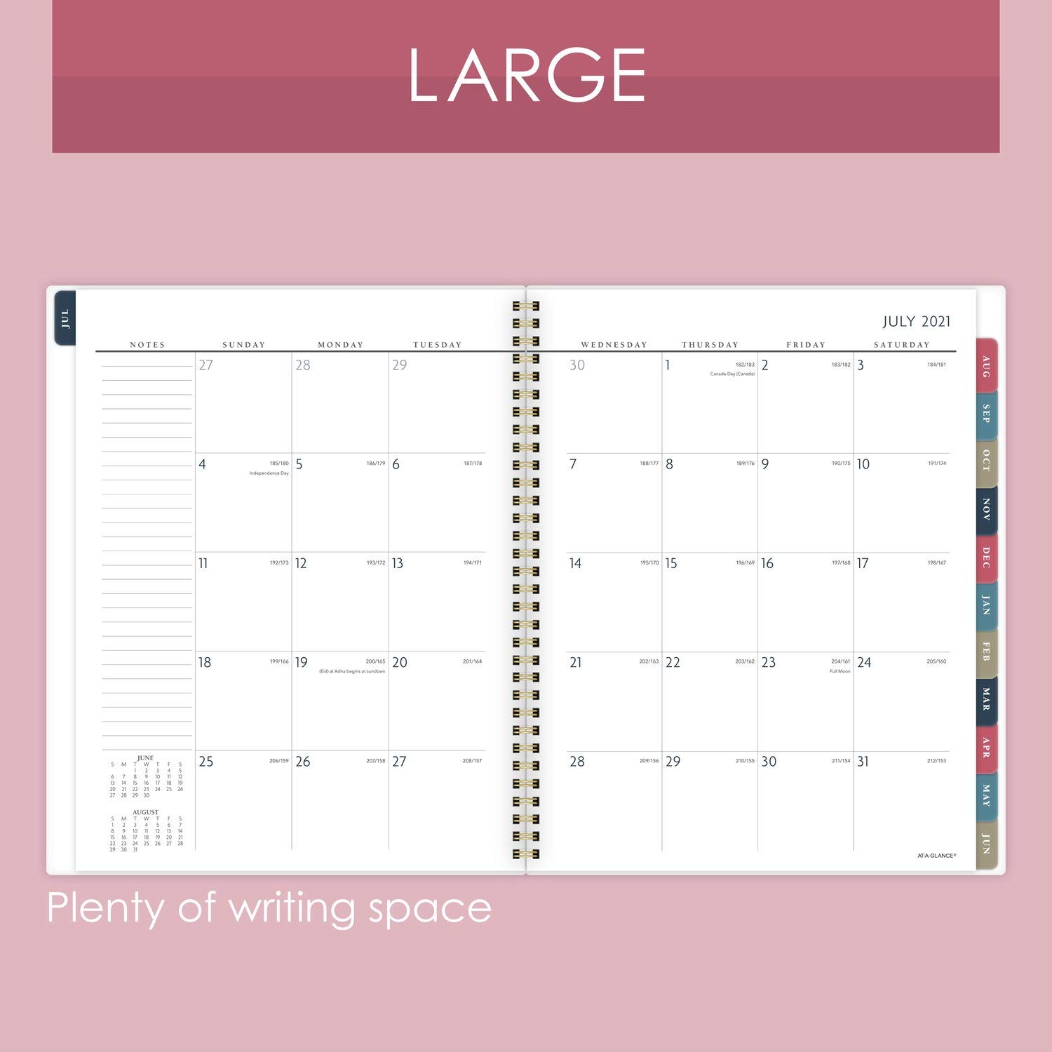 AT-A-GLANCE Academic Planner 2021-2022, AT-A-GLANCE Monthly Planner, 7" x 8-3/4", Medium, for School, Teacher, Student, Badge Floral (1535F-805A)
