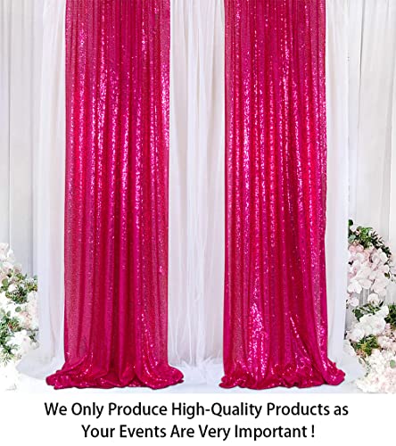 Fuchsia 2FTx7FT 1PC Photo Booth Wedding Props-Sequin Fabric Backdrops Sweets for Weddings Party Curtains Decorations-60x215CM 1 Panel Hot Pink Curtain