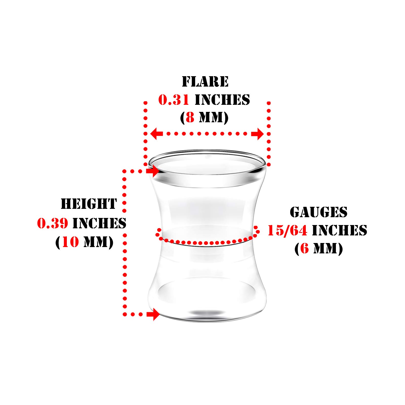 BIG GAUGES Pair of Acrylic 3/4 19mm Clear Double Flared Saddle Piercing Jewelry Ear Stretcher Solid Plugs Flesh Earring Lobe BGDFP 10746