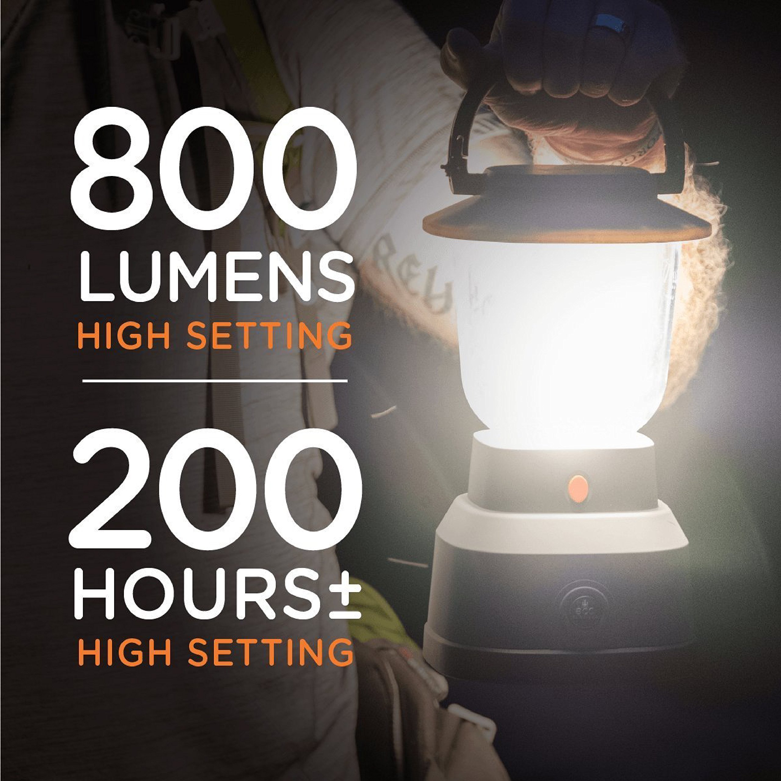 Eco Survivor EcoSurvivor LED Camping Lantern, Emergency Lantern, Battery Powered, 800 Lumens, 200 Hour Run Time, Gray, Ideal for Hiking, Outdoors, Emergency, Hurricane and Storm, 39616