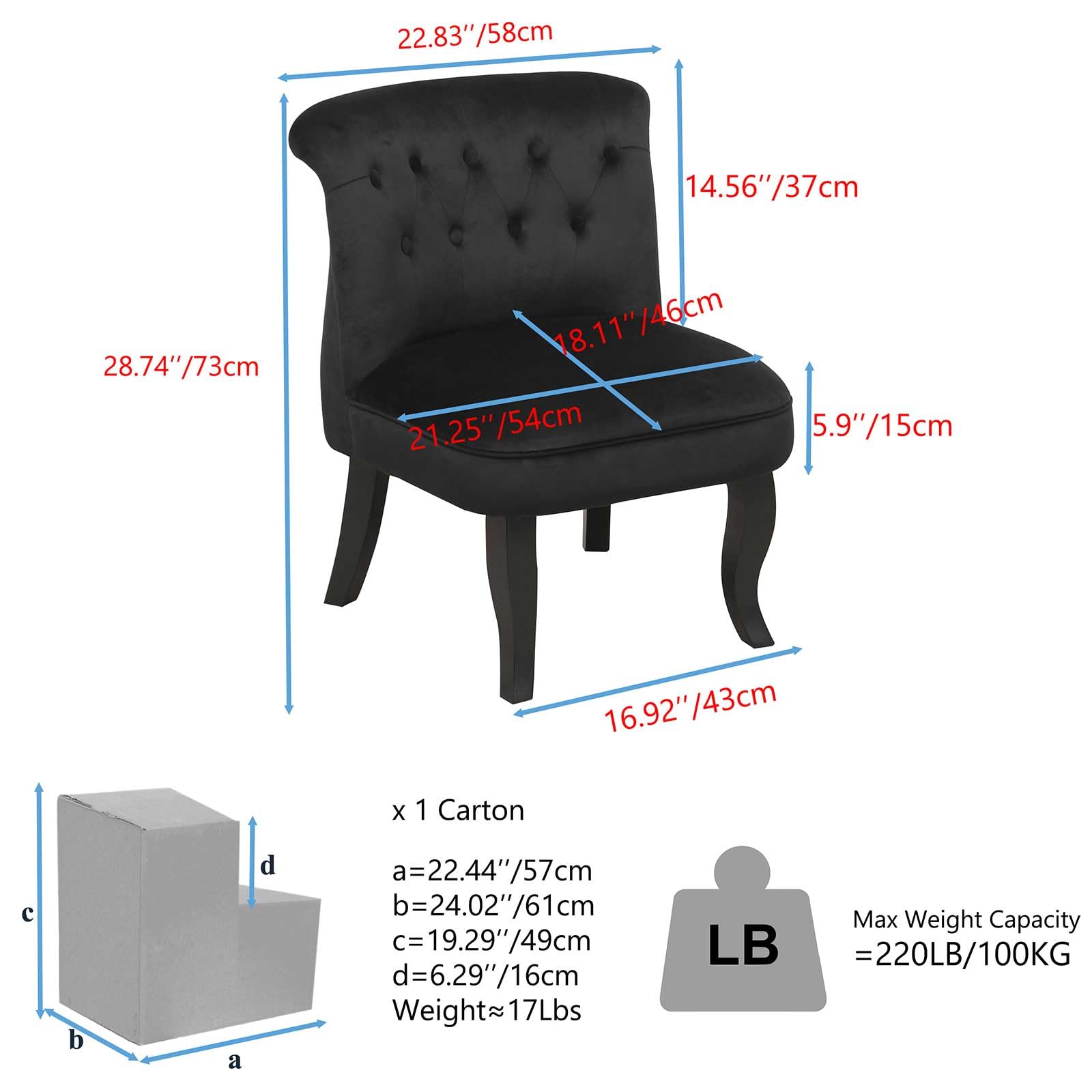 Appot AT-W1757104758 Modern Velvet Accent, Living Room, Upholstered Single Sofa with Sturdy Wood Frame Reading Chair for Bedroom, Office, Studio, Black