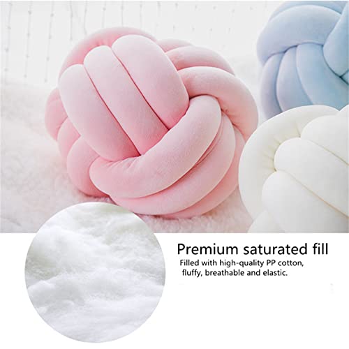 Jackcsale Round Throw Pillow, Soft Handmade Knot Ball Pillows, Home Decoration Pillow, Knotted Plush Toys Throw Pillow (7.5 inches, Grey White)