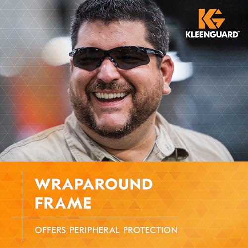 KleenGuard™ V30 Nemesis™ Safety Glasses (25688), with Mirror Coating, Smoke Lenses, Black Frame, Unisex Sunglasses for Men and Women (Qty 12)