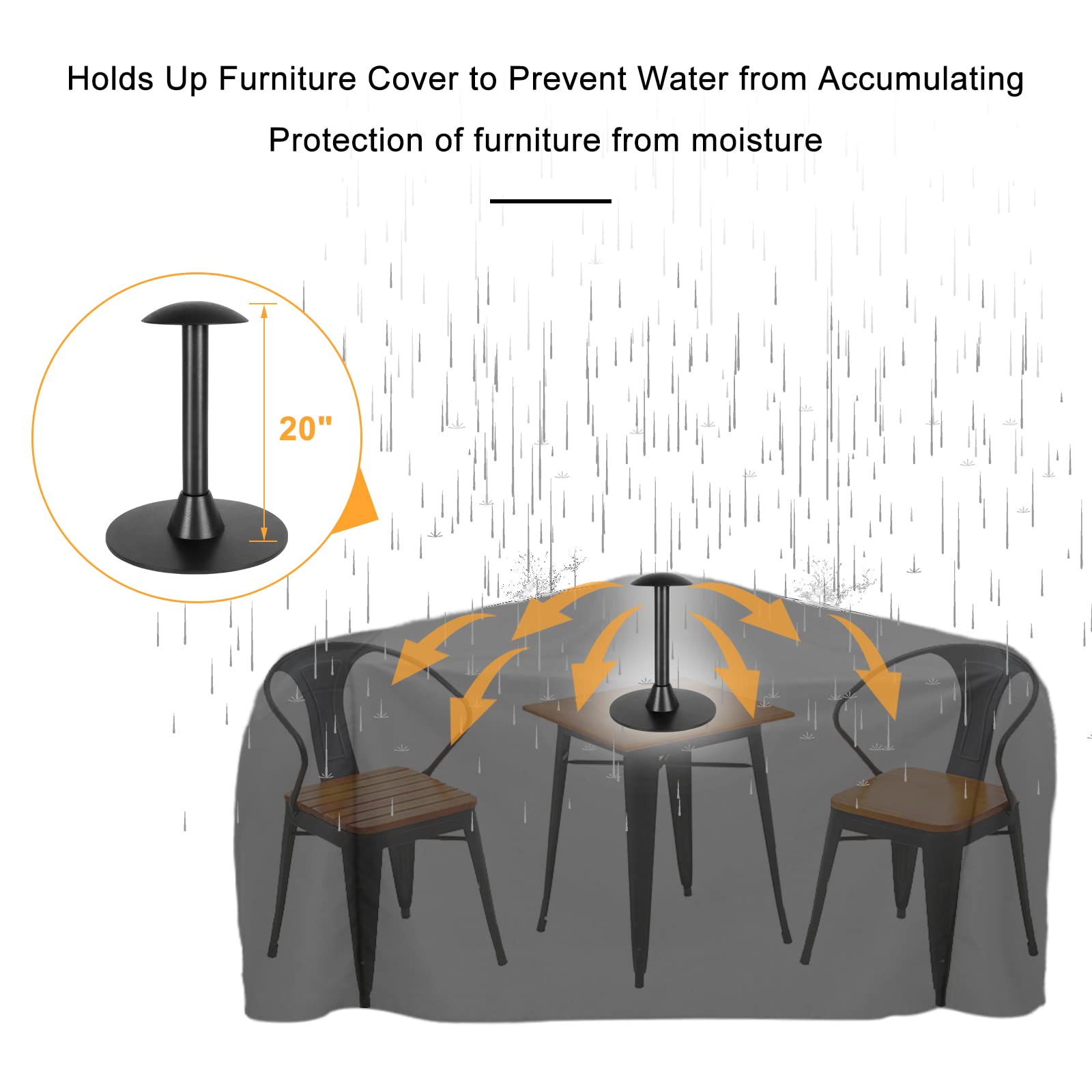 TBTeek Outdoor Patio Furniture Set Covers Support Pole System, Adjustable Pole System for 12'' or 20'' inch, Prevent Water Pooling and Collecting Debris, Fits All Patio Furniture Set Covers