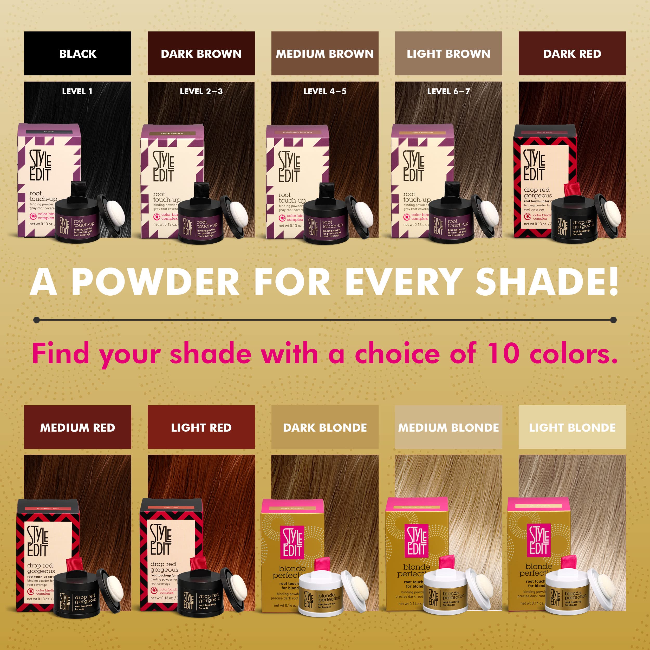 Root Touch Up Powder by Style Edit | Temporary Color for Dark Blonde Hair with Highlights, Grays, Thinning Areas, and Hairline | Mineral-Infused Concealer | 0.14 oz.