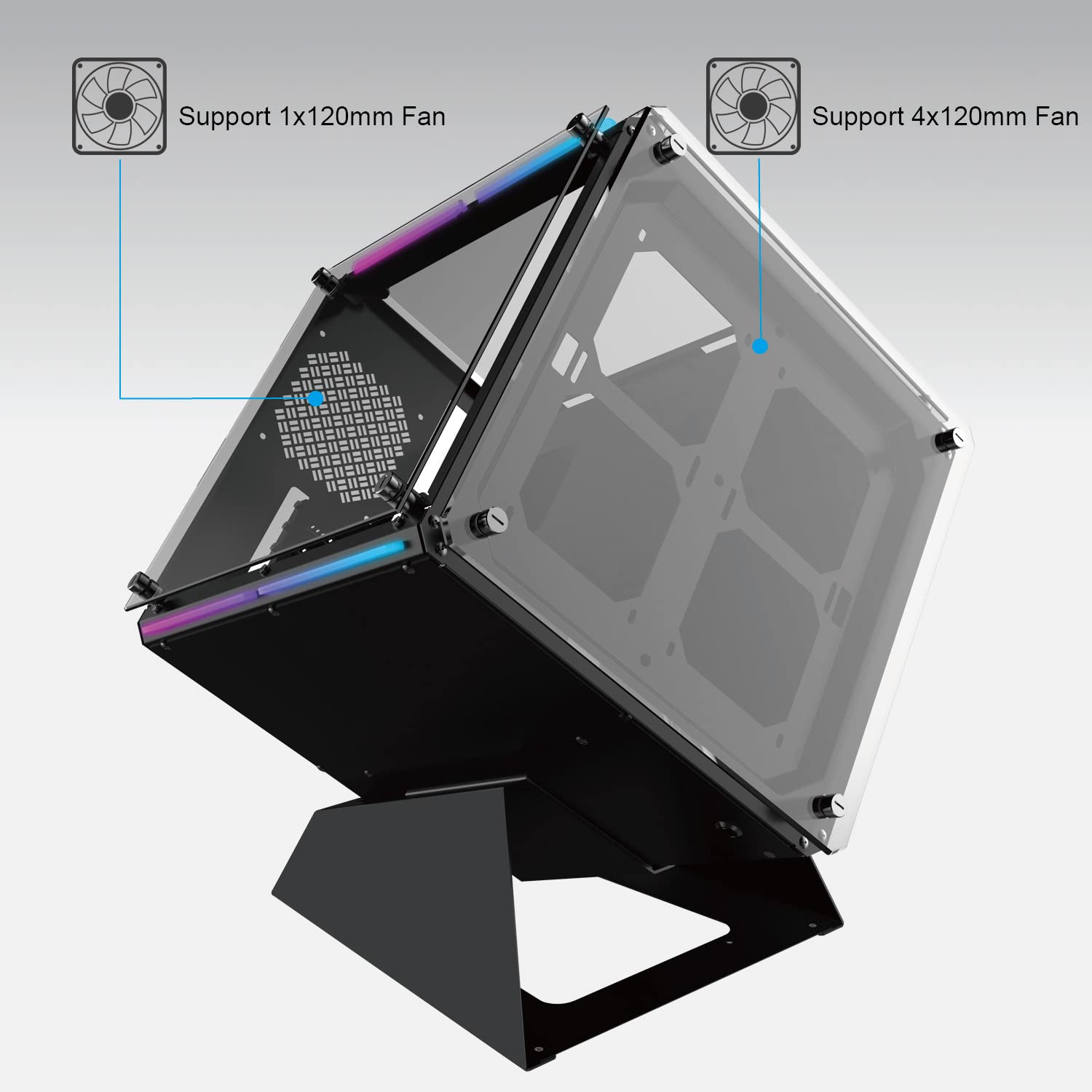 AZZA CSAZ-802F Cube CASE w/DRGB Lighting and Tempered Glass,black