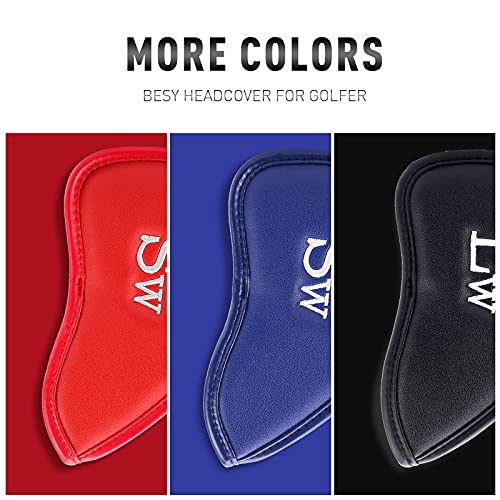 Be DeLighted/Golf 12pcs Synthetic Leather Golf Iron Head Covers Set Headcover Fit All Brands (12PCS, Color: Black)