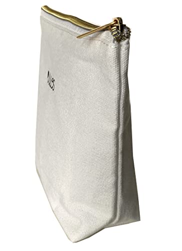 Jules Natural Canvas Cosmetic Bag With Zipper Closure I Believe In Pink Audrey Hepburn Quote
