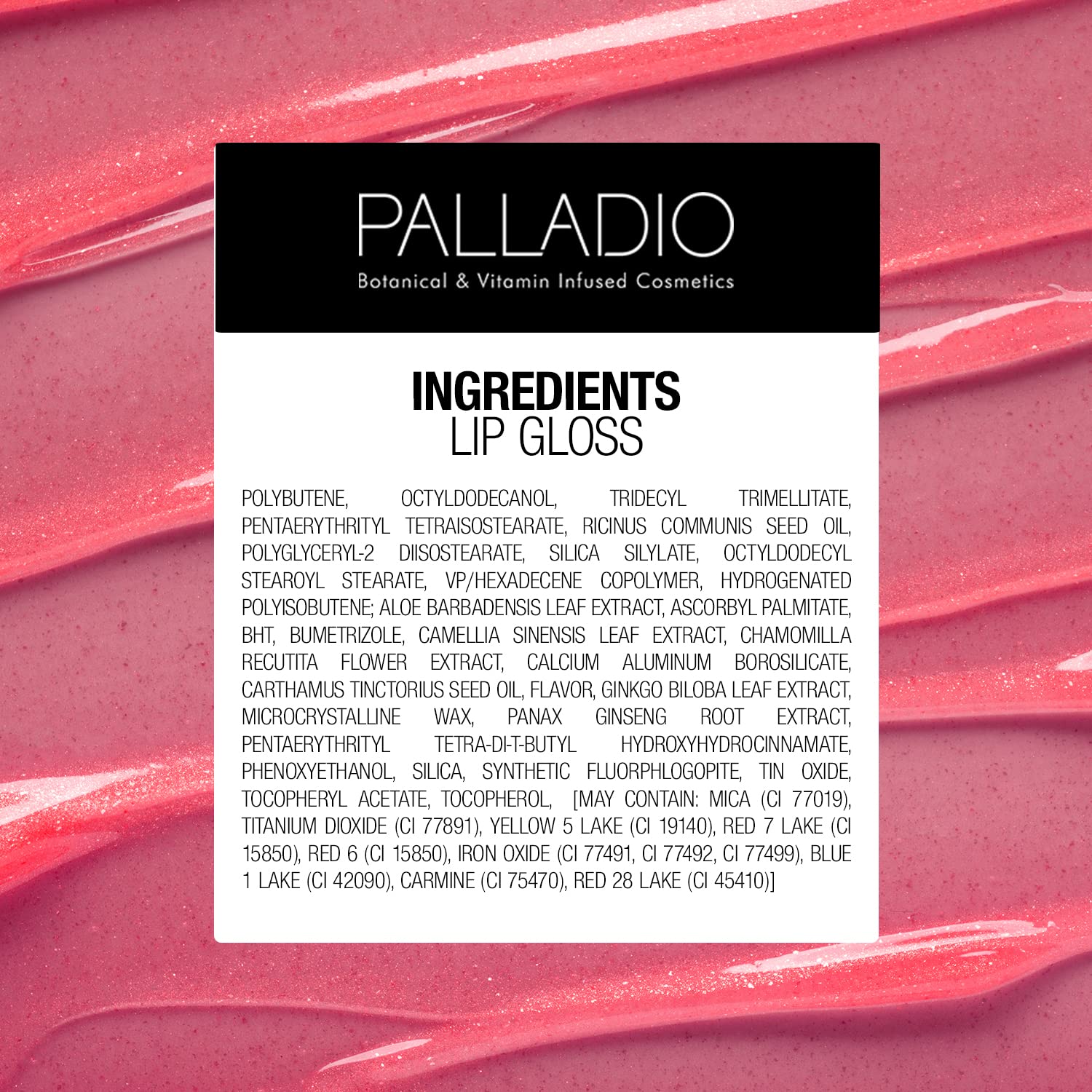 Palladio Lip Gloss, Non-Sticky Lip Gloss, Contains Vitamin E and Aloe, Offers Intense Color and Moisturization, Minimizes Lip Wrinkles, Softens Lips with Beautiful Shiny Finish, Pink Pearl