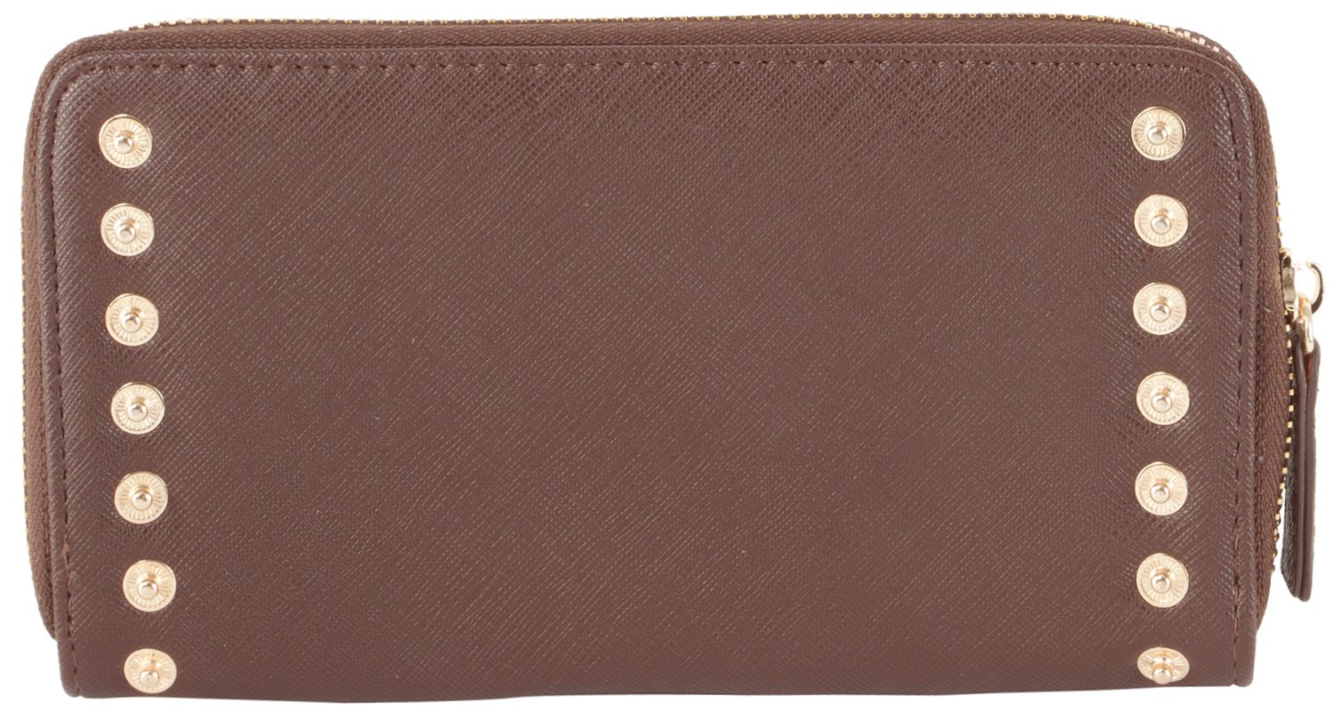 Joe's Jeans Casanova Zip Around Wallet With Studs - Brown