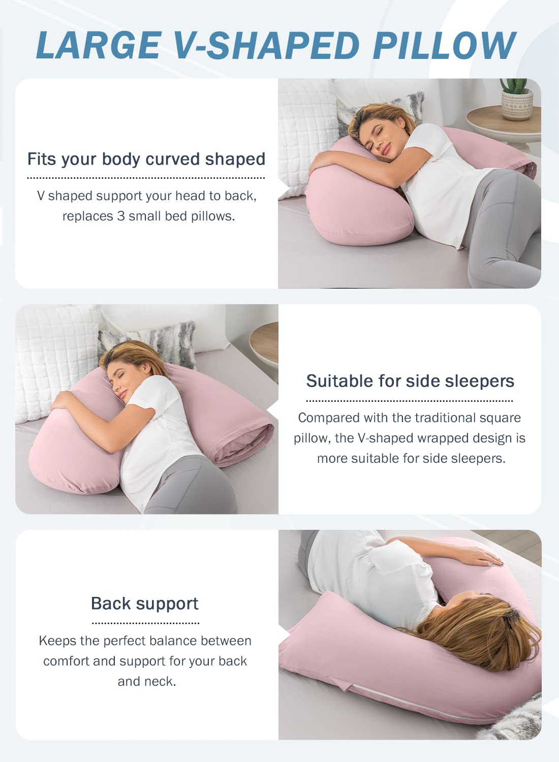 INSEN Pregnancy Pillow for Sleeping,Maternity Body Pillow for Pregnancy Women,Pregnancy Support Pillow for Back, Hip Pain,Grey