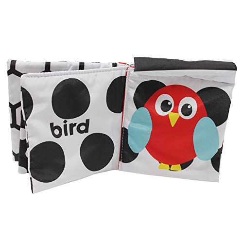 Sassy Peek-a-Boo Activity Book with Attachable Link for On-The-Go Travel | Black & White | for Ages Newborn and Up