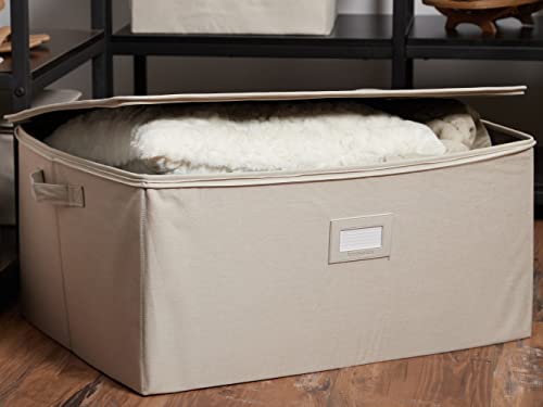 Covermates Keepsakes - Zip-Top Storage Box - Heavy Duty Polyester- Reinforced Handles - Stackable Design - Indoor Storage-Beige Heather