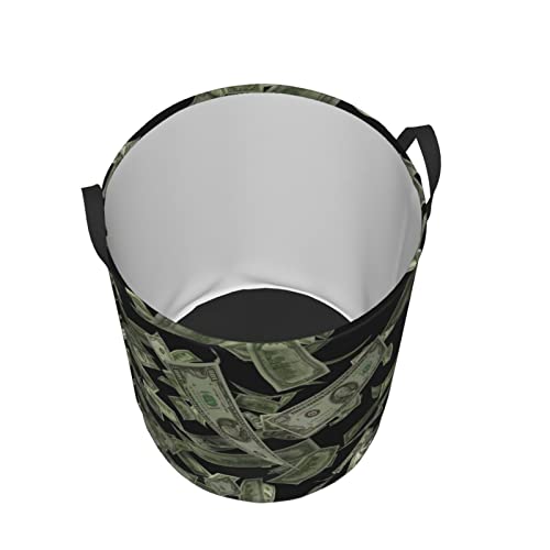 Dollar Sign Money Circular Laundry Hamper Print Hamper Freestanding Laundry Basket Collapsible Laundry Hamper 2 Sizes S/M