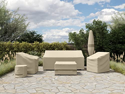 Covermates Round Firepit Cover β Water-Resistant Polyester, Mesh Ventilation, Fire Pit Covers-Khaki