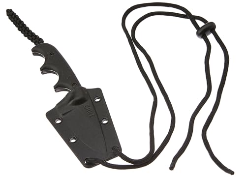 COLUMBIA RIVER KNIFE & TOOL Compact Fixed Blade Knife: Minimalist Black Drop Point Neck Knife, Folts Utility Knife with Stonewashed Blade, G10 Handle and Nylon Sheath 2384K
