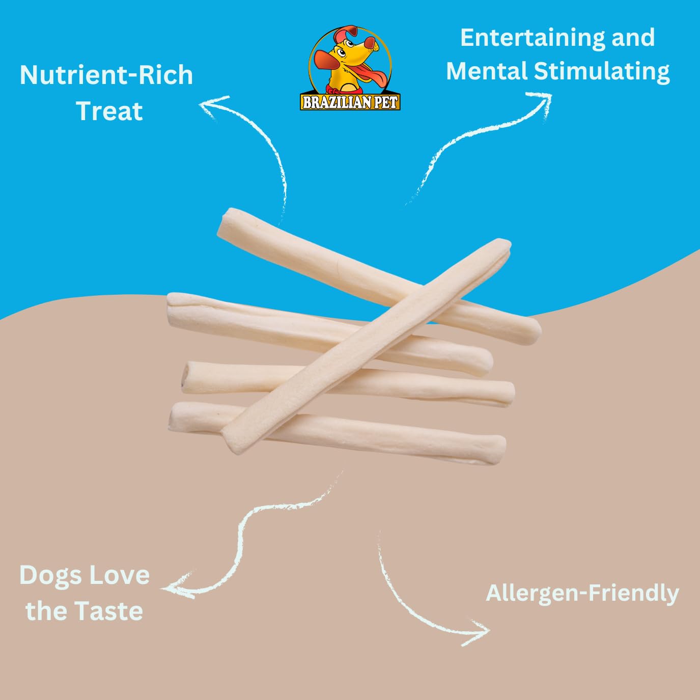Brazilian Pet Natural Treats Rawhide Rolls Dog Chews Bones 6.5" (18 Count) for Pups and Small Dogs