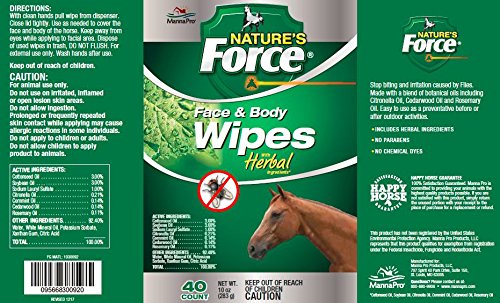 Manna Pro Nature'S Force Face & Body Wipes, 40 Count (Pack of 1)