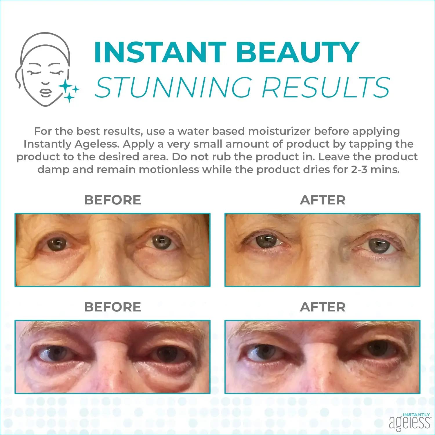 Instantly Ageless Facelift in A Box - Instant Eye Bag Remover Puffiness -1 Box of 25 Vials with Free Quest Skincare Jade Roller for Face- Instant Under Eye Bags Remover - Instant Wrinkle Remover