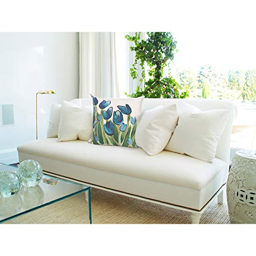 Liora Manne Visions II Allover Tulips Indoor/Outdoor Pillow, 20" X 20" Square, Blue