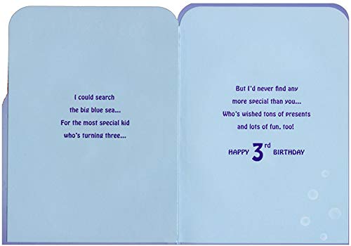 Designer Greetings Red, Orange and Blue Fish Die Cut Age 3 / 3rd Birthday Card