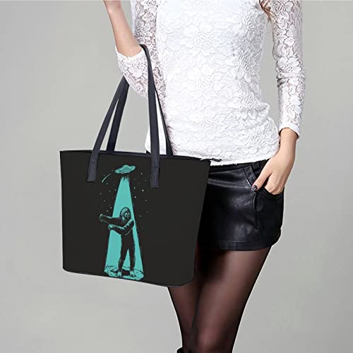 Bigfoot UFO Women's Tote Bag PU Leather Shoulder Bag Handbags Purse For Work Shopping Travel