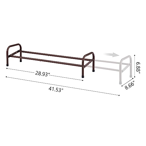 Gewudraw 1-Tier Shoe Rack Expandable, Width Adjustable Shoe Shelf Storage Organizer, 41.53'' Metal Standing Shoe Rack for Bedroom Entryway Closet, Holds up to 6 Pairs Shoes, Brown