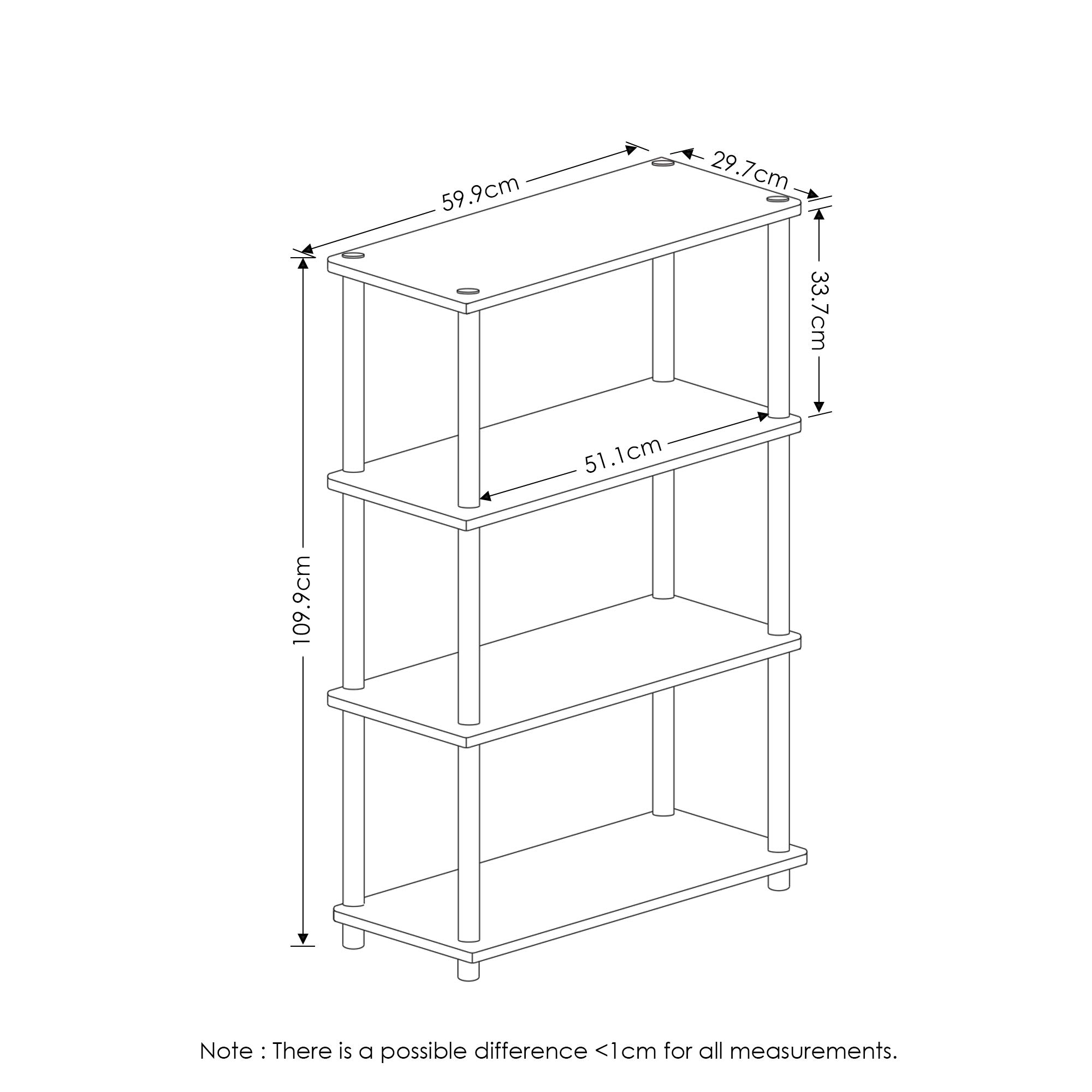 Furinno Turn-N-Tube 4-Tier Multipurpose Shelf Display Rack, Round Tubes, Americano/Black