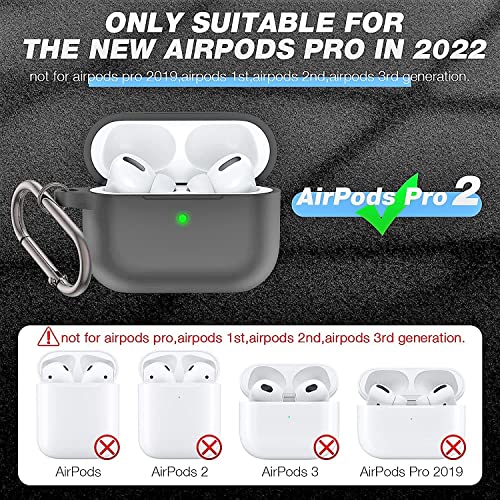 DOMDAI Airpods Pro 2 (2nd Generation) Silicone Case Cover 2022. Soft Silicone Skin Cover Shock-Absorbing Protective Case with Keychain for Airpods Pro 2 Case [ Front LED Visible ] (Purple)