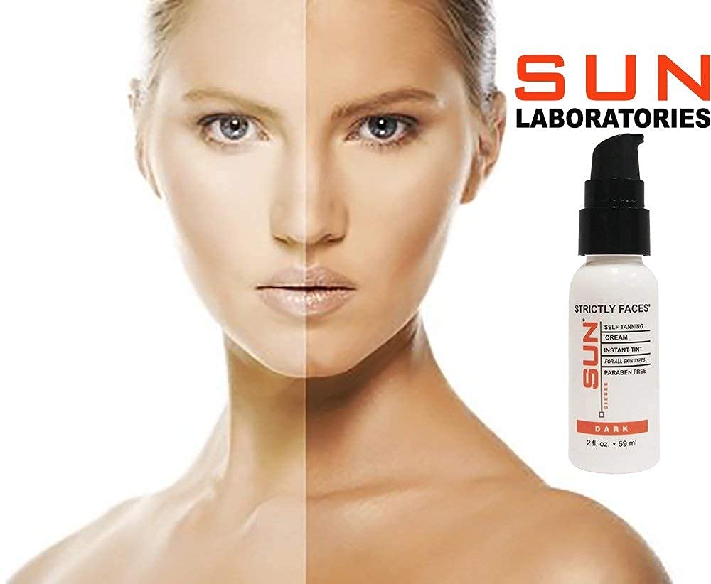 Sun Laboratories By Giesee Face Self Tanner Dark - Self Tanning Lotion for Gradual, Sunless Tan - Premium Facial Tanner Drops & Mist - Tanning Lotion for Face