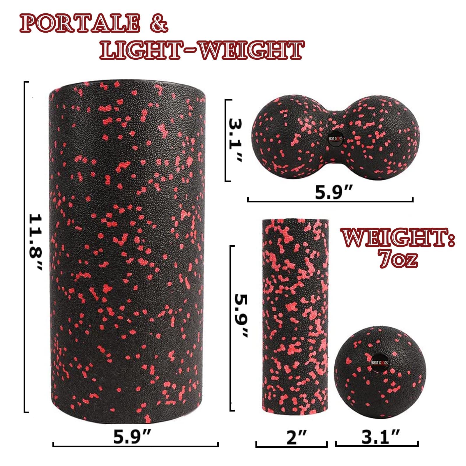 BIGTREE4 in 1 Roller Set-High Density Back Roller, Muscle Roller Stick 2 Foot Fasciitis Ball Stretching Strap Peanut Massage Ball for Whole Body Physical Therapy & Exercise Back Pain Leg Deep Tissue