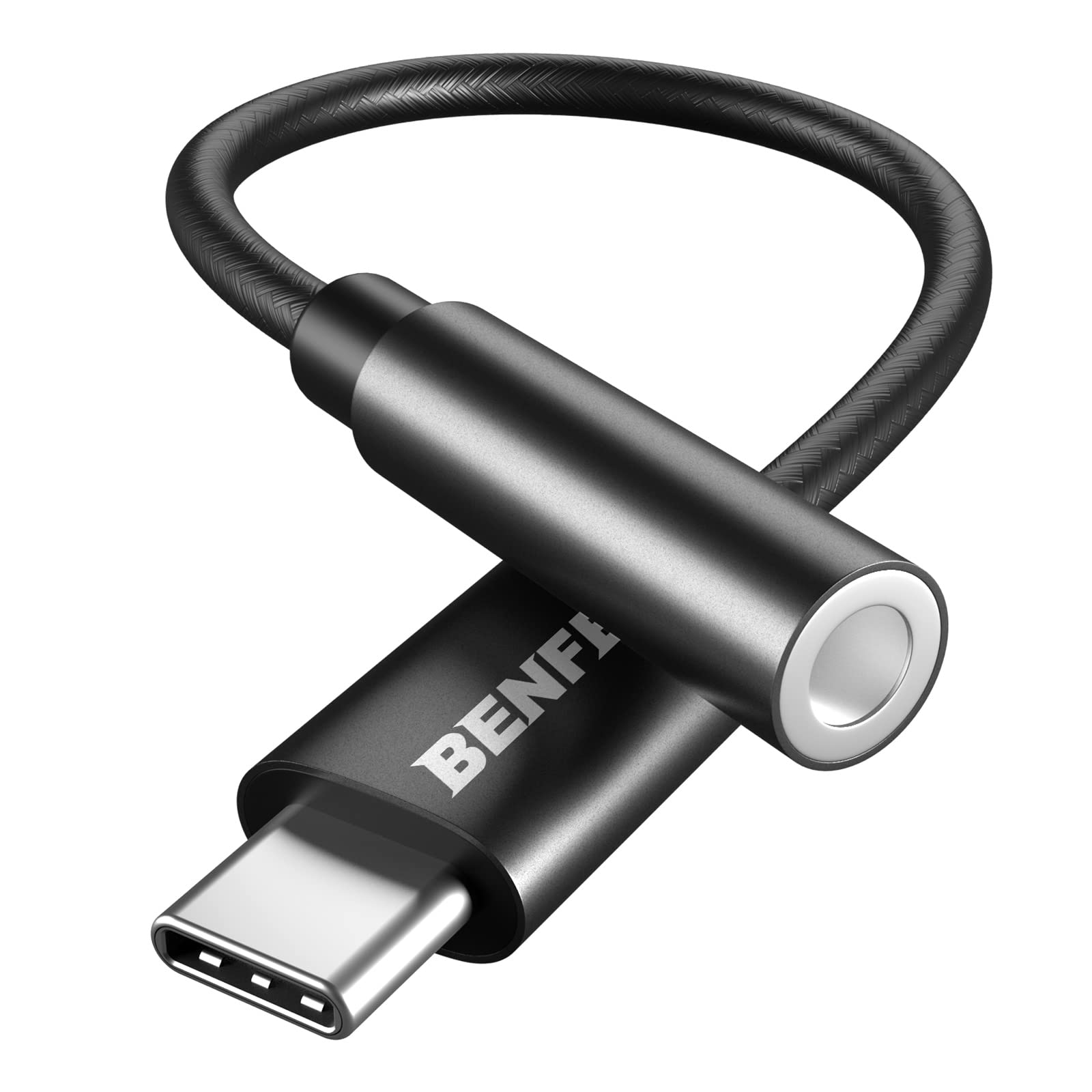 BENFEI USB-C to 3.5mm Headphone Jack Adapter, USB Type-C to 3.5mm Adapter Nylon Cable [DAC Hi-Res] Compatible with iPad Pro New 2018 2019, Pixle 2/XL/3,HTC, Samsung S10/S8/S9/Note 8 - Black