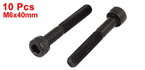 uxcell M6x40mm 12.9 Alloy Steel Hex Socket Screws Partially Threaded Bolt Black 10Pcs