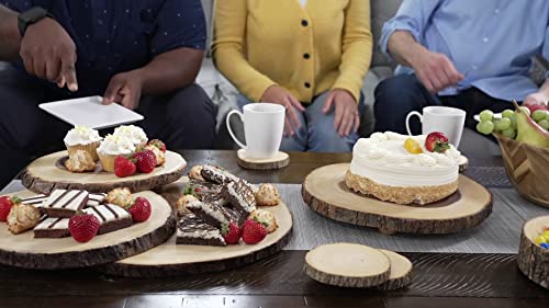 Lipper International Acacia Wood Slab Serving Board With Bark for Cheese, Crackers, and Hors D'oeuvres, Set of 3, Assorted Sizes