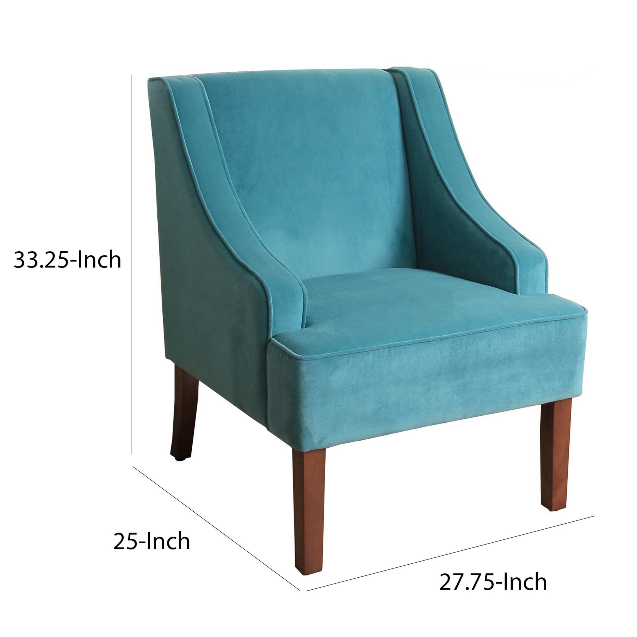 Benjara Wooden Accent Chair with Wingback, Blue and Brown