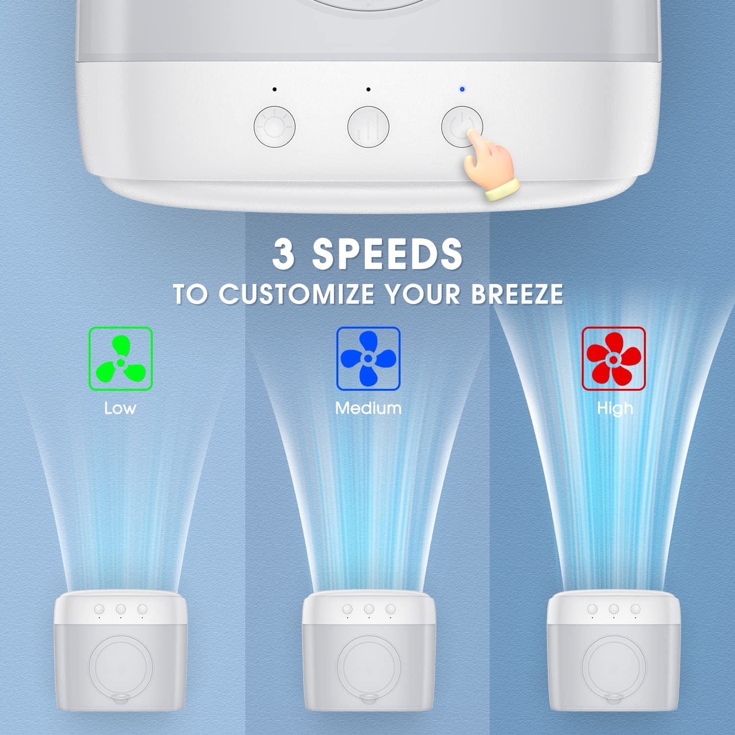 DOWILLDO Portable Air Conditioners, Mini Air Conditioner for Room with 880ML Water Tank, 3 Speeds Air Conditioner Fan with 7 Colors Night Light for Car, Kitchen, Home and Office