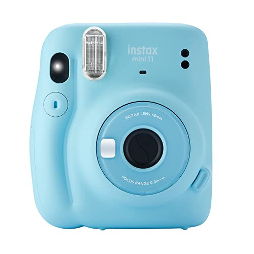 FUJIFILM INSTAX Mini 11 Instant Film Camera Plus Instax Film and Accessories Stickers, Hanging Frames and Microfiber Cloth (Sky Blue)β¦