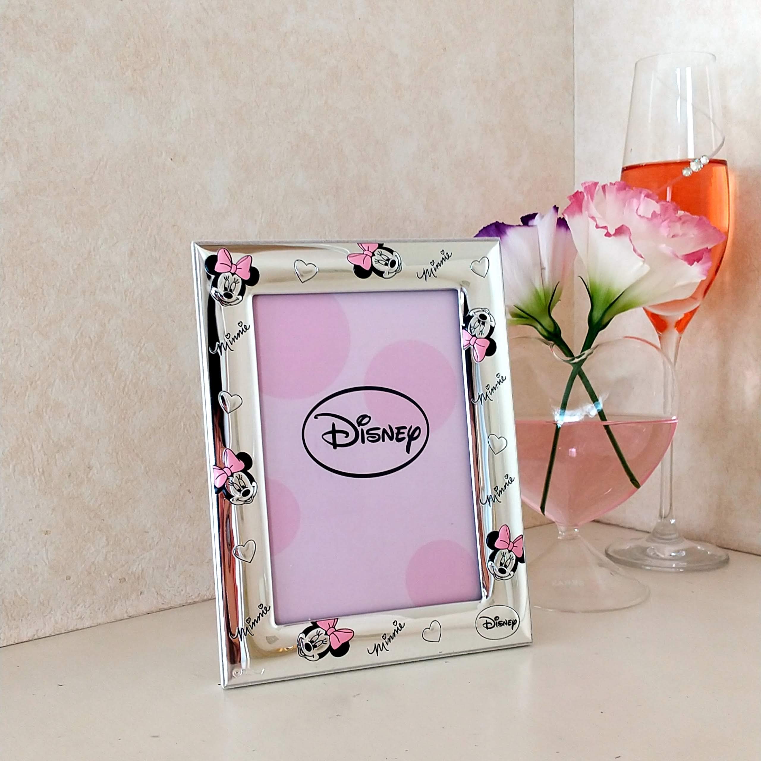 VALENTI & CO. Disney Baby Minnie Mouse Silver Table Photo Frame for Baby and Girl