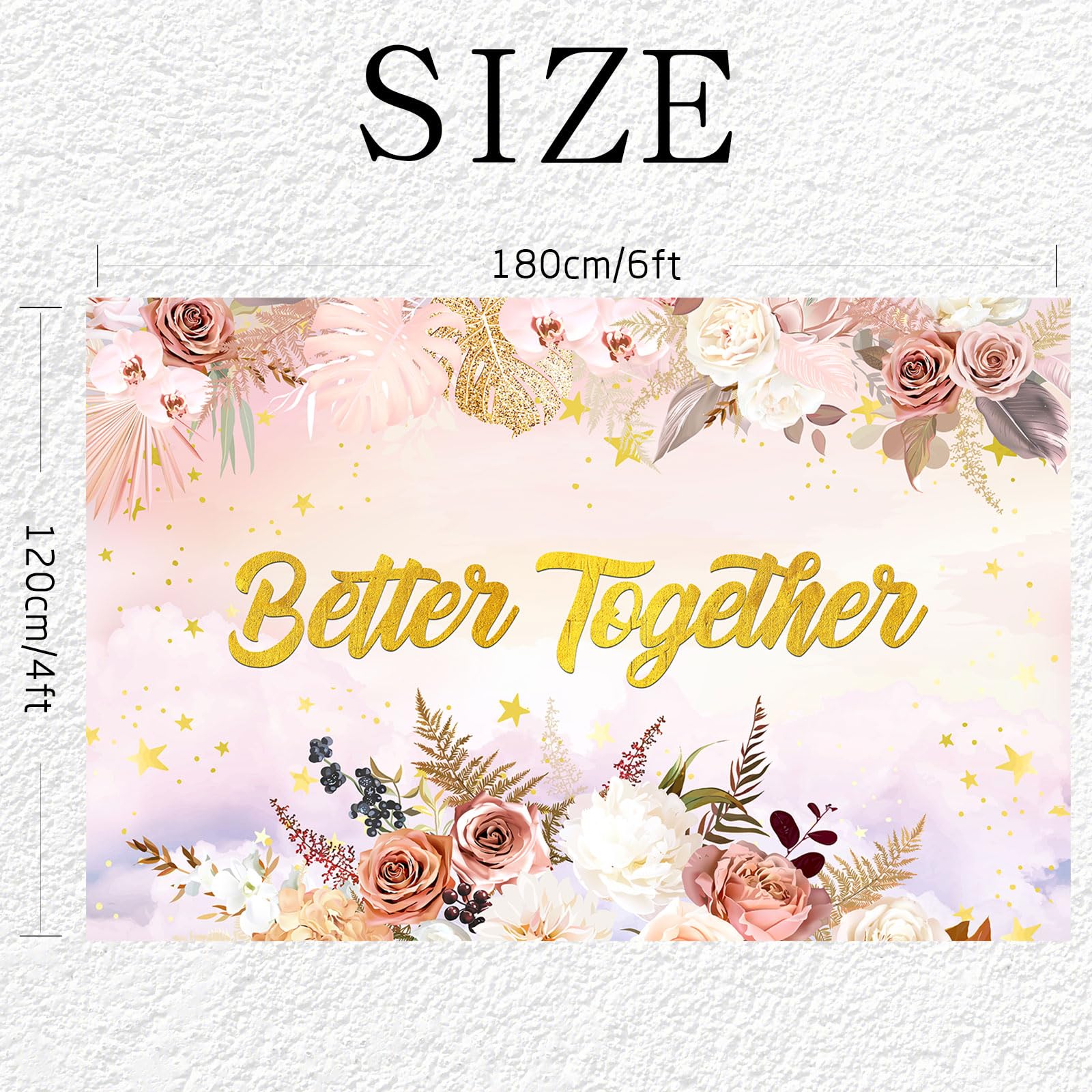 Dill-Dall Better Together Backdrop, Bridal Shower Party Decorations Banner Floral Pampas Grass She Said Yes Just Engaged Engagement Photography Background Supplies, 6x4ft