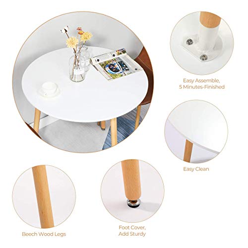 GreenForest Dining Table White Modern Round Table with Wood Legs, Velvet Dining Chairs Set of 4,Dining Kitchen Room Chairs with Metal Legs
