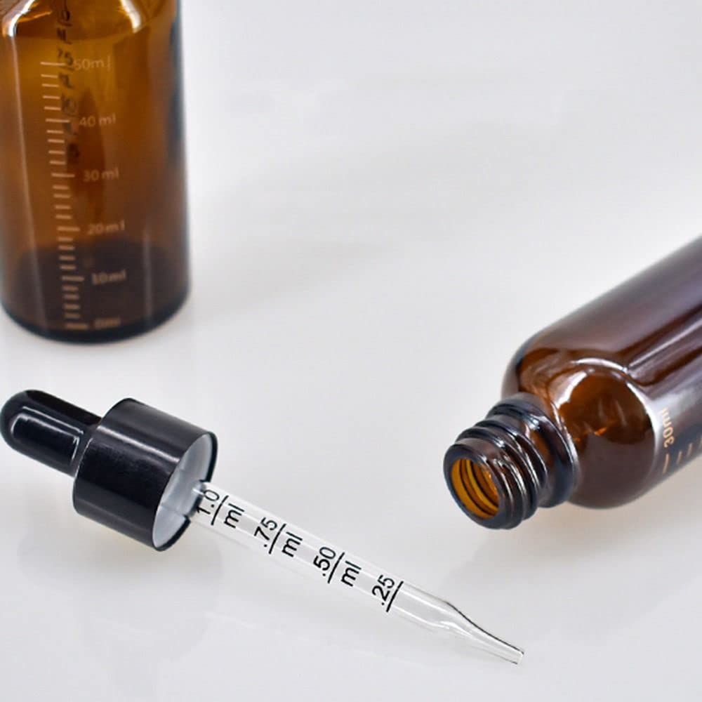 CHDHALTD 5ml-100ml Scale Dropper Bottle, Essential Oil Bottle Amber Glass Cosmetic Containers for Travel Refillable Bottles(10ml)