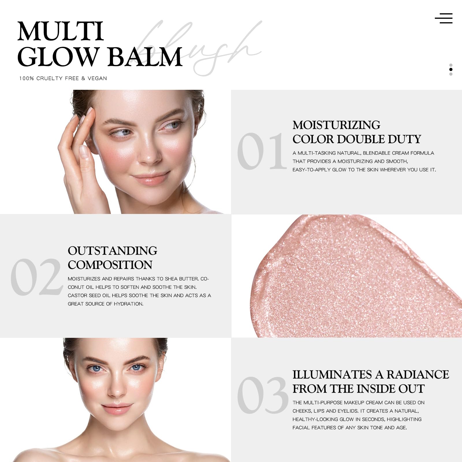 bayfree Multi Glow Balm, Cream Blush for Cheeks, Blush Balm Face Makeup, Radiant Finish, Hydrating, Creamy, Lightweight & Blendable Color, Face Balm, 0.63 Oz (Dewy)