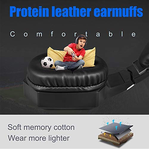 Gaming Headset for Xbox with Mic, OPPSK Gaming Headset for PS4, PC Surround Sound Over-Ear Headphones Compatible with Noise Canceling, LED Light, Soft Memory Earmuffs, Volume Control