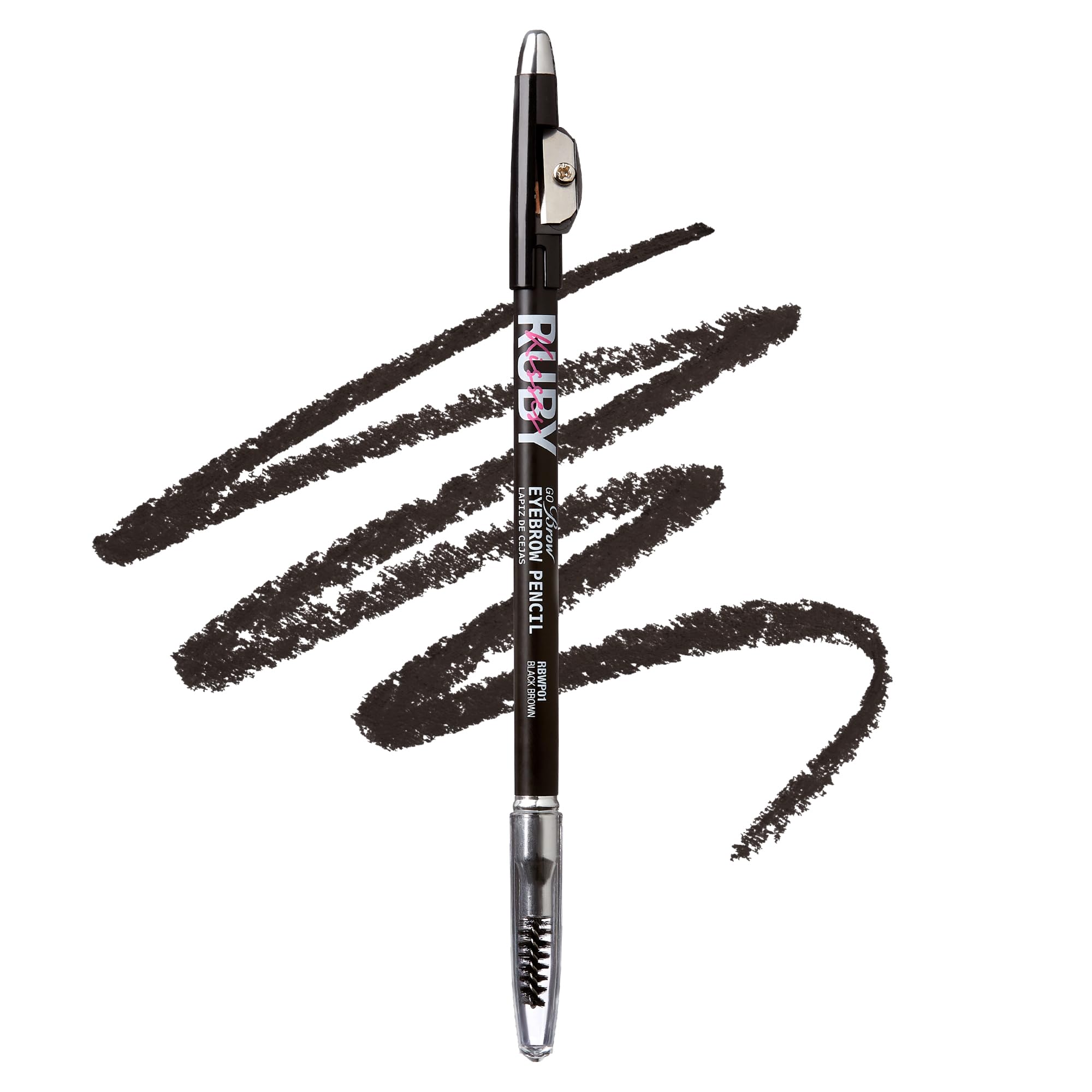 Ruby Kisses GoBrow Eyebrow Pencil, Sharpenable, Longwear, Long Lasting Eyebrow Wooden Pencil for Natural-Looking Brows 3 PACK (Black Brown)