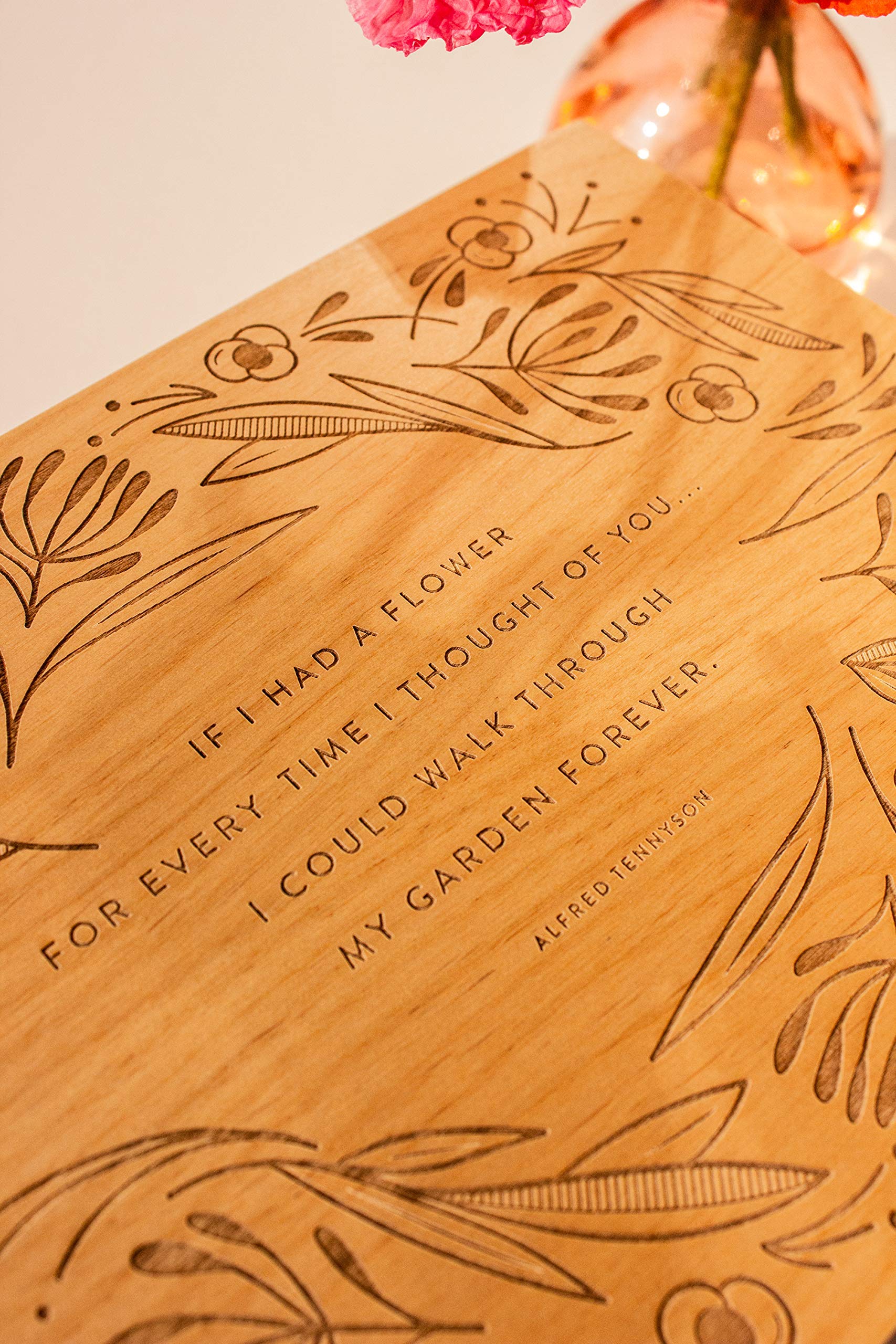 Garden Of Flowers Alfred Lord Tennyson Quote Wood Keepsake Box [Personalized Custom Gifts, Anniversary, Wedding, Baby, Memory]