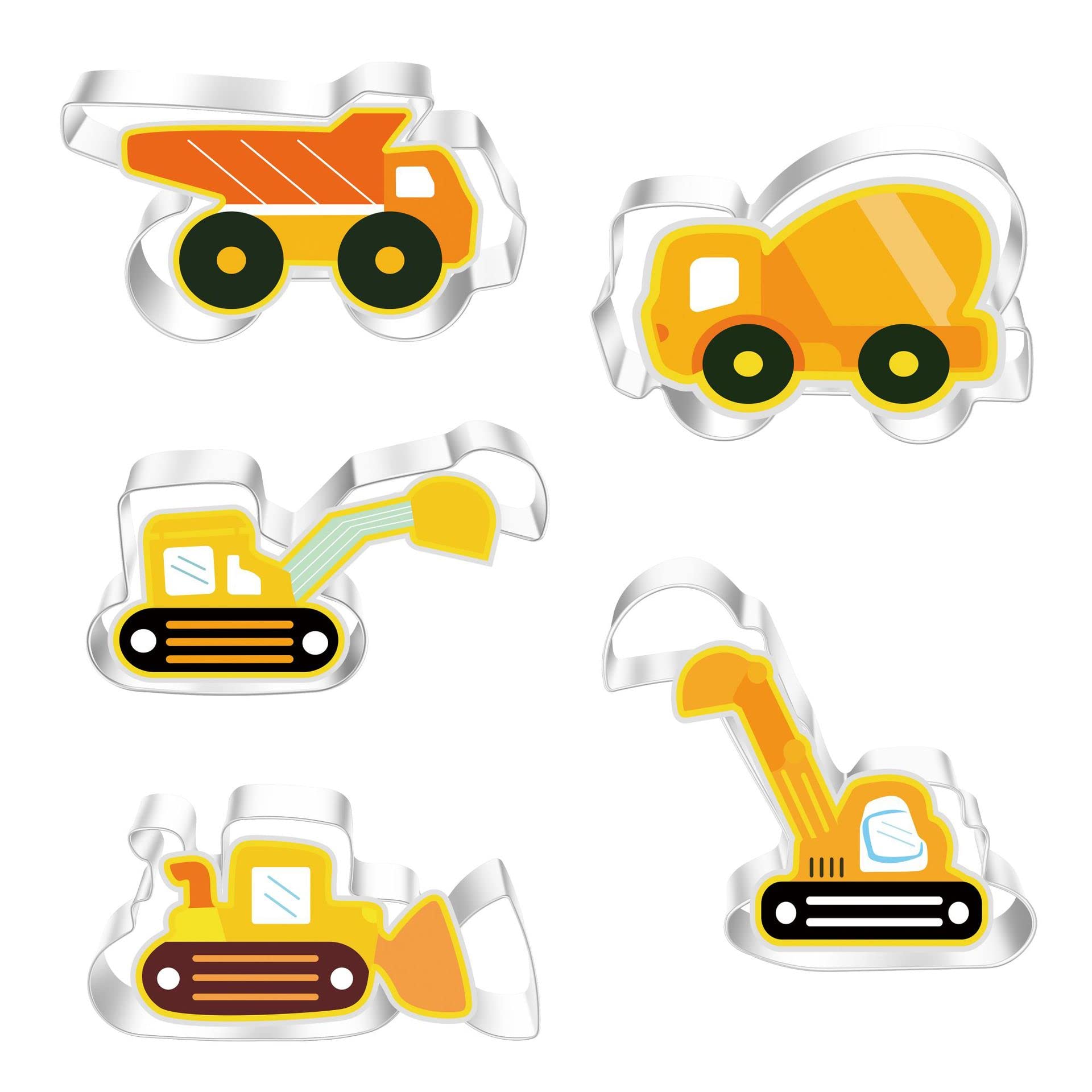 Cookie Cutter Set 5 Pieces Engineering Series, Dump Truck, Excavator, Loader, Shovel, Hooker Truck Baking Mold Tool Design Pastry Cookie Cake Fondant Mold Kitchen Tools Baking DIY Children's Gifts