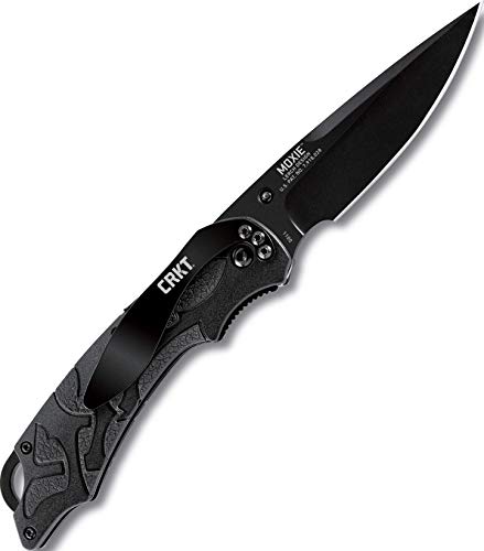 CRKT Moxie EDC Folding Pocket Knife: Assisted Opening Everyday Carry, Black Blade, Thumb Stud, Liner Lock, Textured Non Slip Handle, Pocket Clip 1100