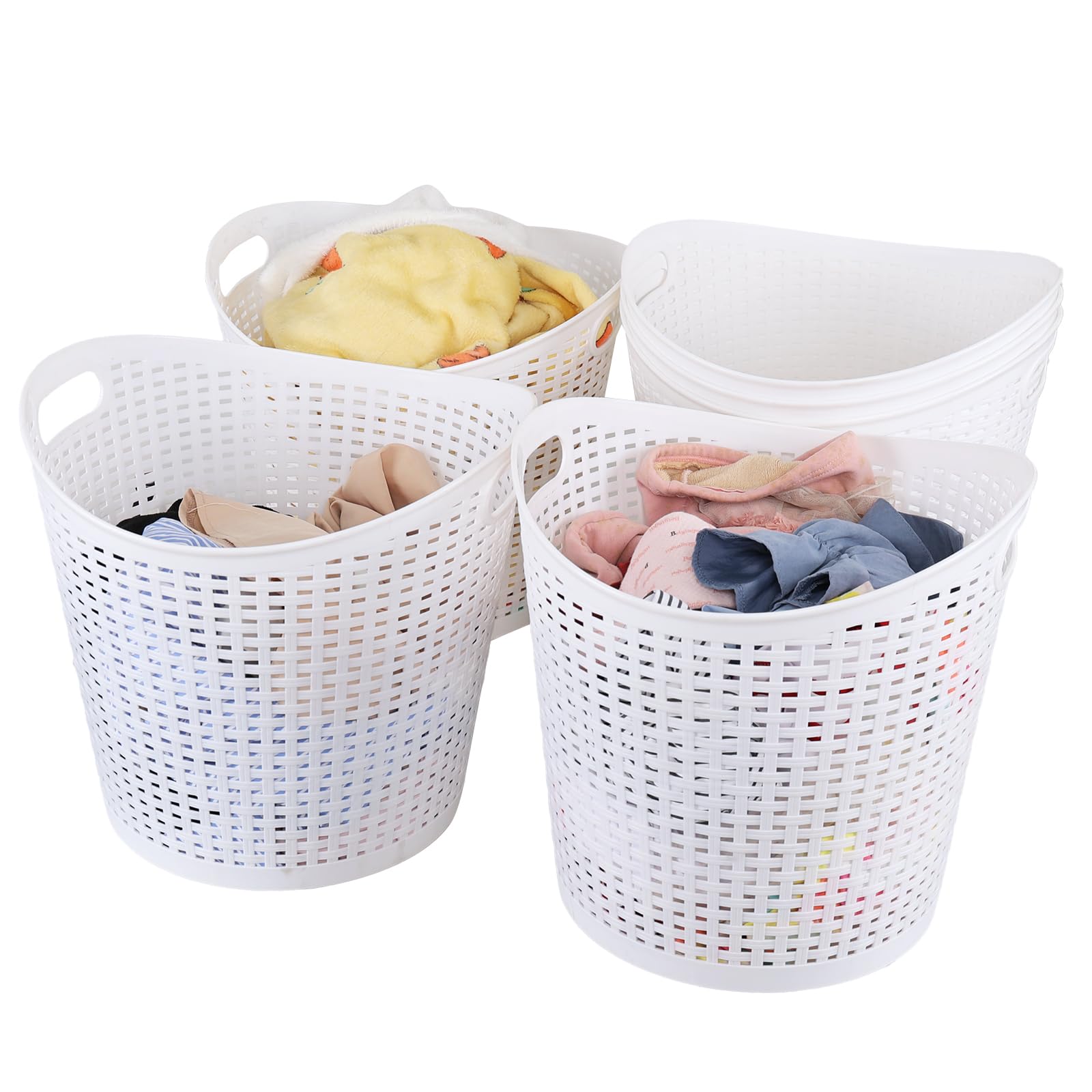 Sadstory 40 L Plastic Laundry Hamper, Large Plastic Storage Baskets, White, 6 Packs
