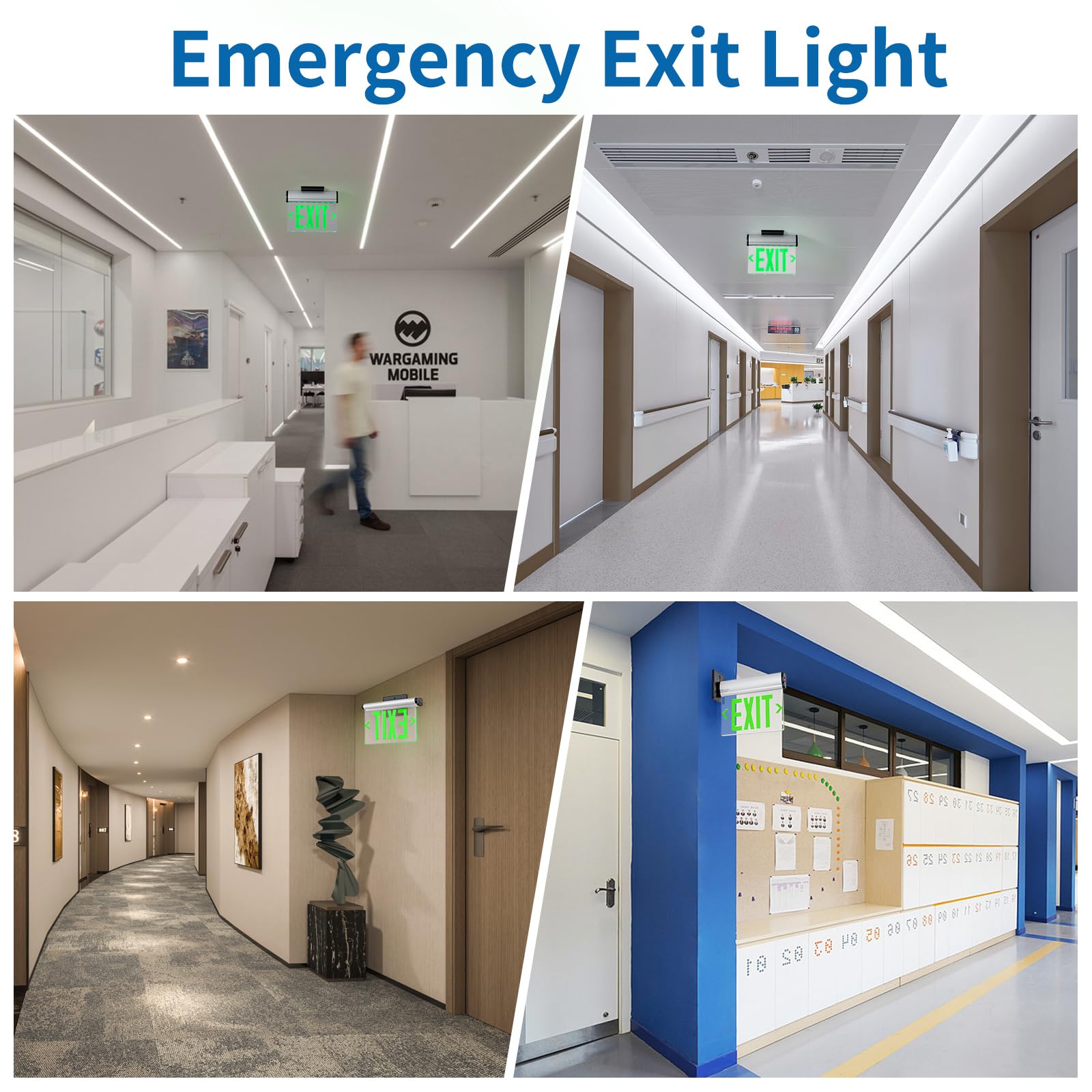 CM MZY Green Exit Signs for Business, LED Edge Lit Exit Sign, UL 924, Hardwired Emergency Exit Lights with Battery Backup, Aluminum Housing with Rotating Acrylic Clear Panel, AC 120/277V, 1 Pack